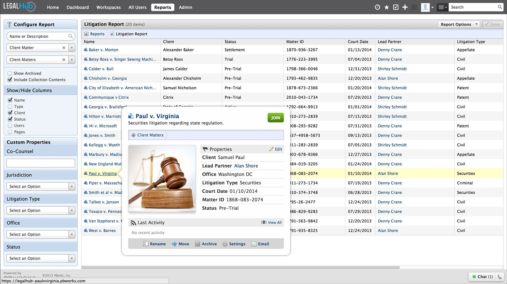 Legal collaboration for case management, client extranets, deal rooms ...